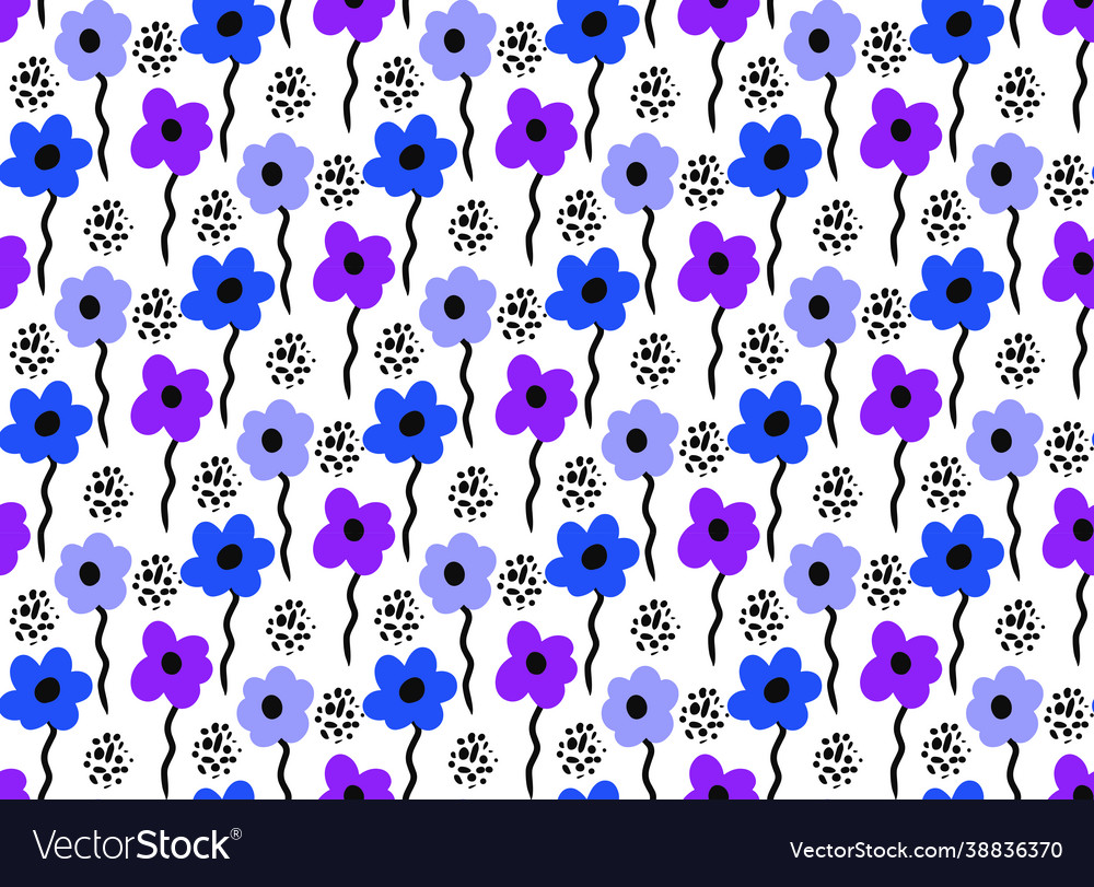 Simple flowers pattern trendy repeating texture Vector Image
