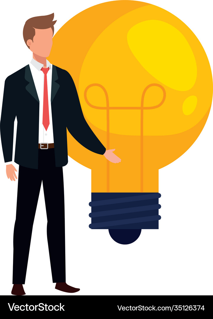 Elegant business man with bulb light Royalty Free Vector