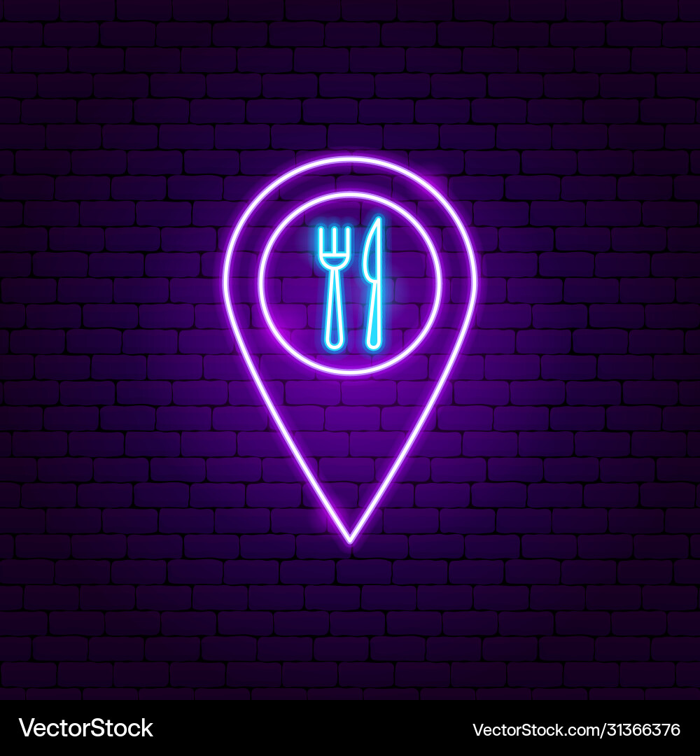 Menu pin neon sign Royalty Free Vector Image - VectorStock