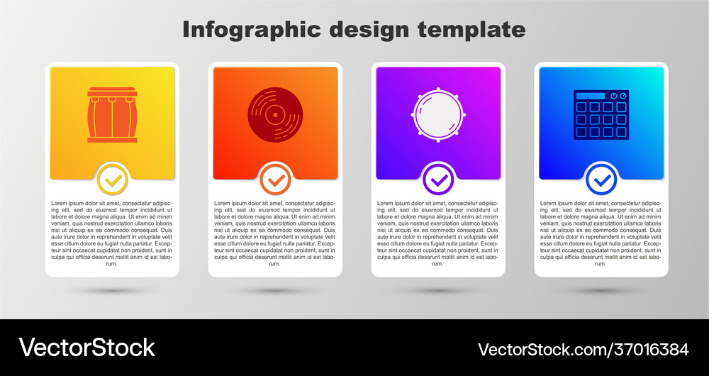 Set drum vinyl disk dial knob level and machine Vector Image