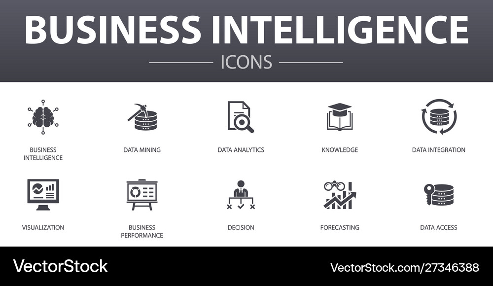 Business intelligence simple concept icons set Vector Image