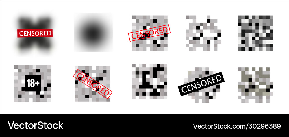 Set pixel censored signs censor bar concept Vector Image