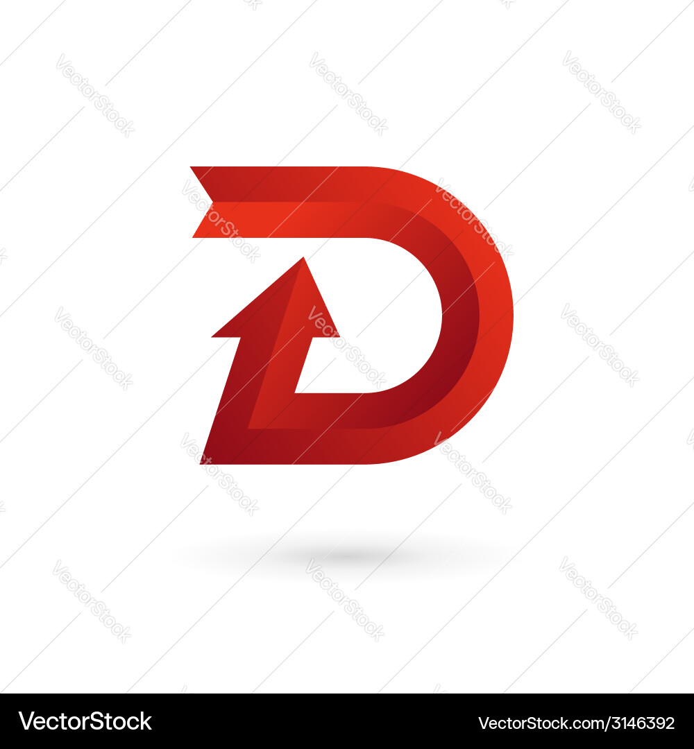 Letter D arrow ribbon logo icon design template Vector Image