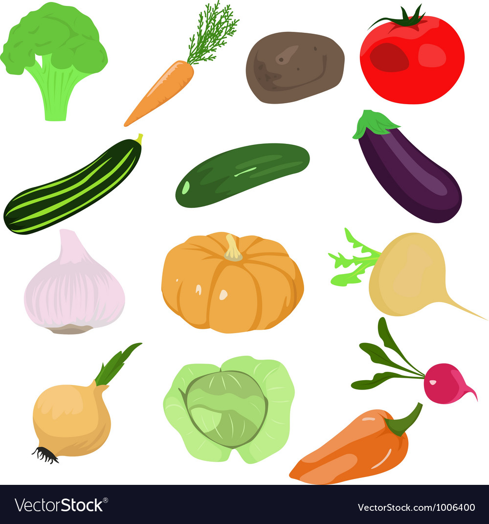 Set of cartoon vegetables Royalty Free Vector Image