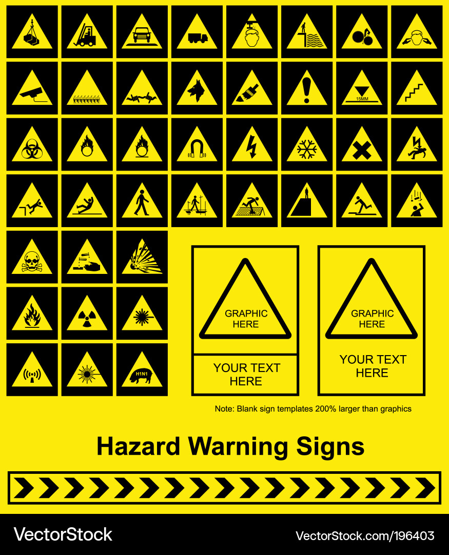 Hazard signs Royalty Free Vector Image - VectorStock
