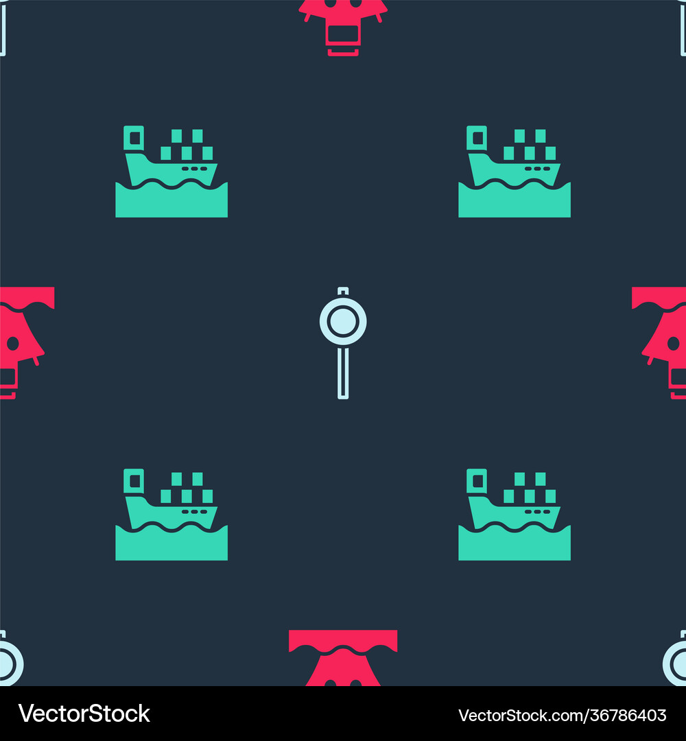 Set cargo ship road traffic signpost Royalty Free Vector