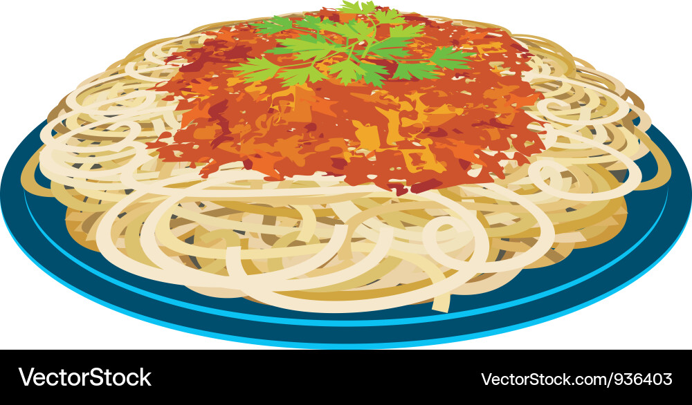 Spaghetti in a plate Royalty Free Vector Image