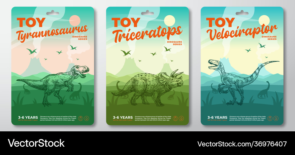 Dinosaur toys labels template set abstract Vector Image