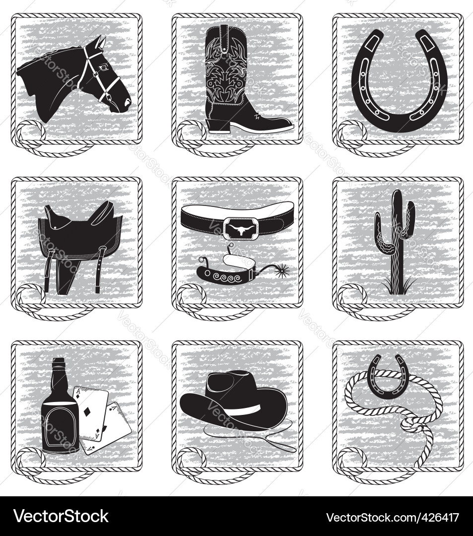 Cowboy icons Royalty Free Vector Image - VectorStock