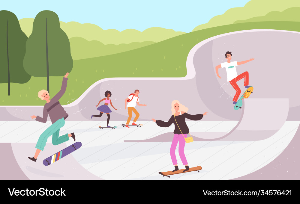 Skatepark outdoor extreme activities Royalty Free Vector
