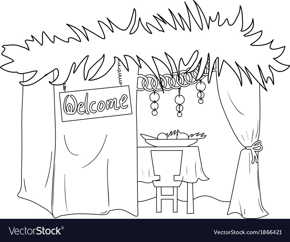 Sukkah For Sukkot Coloring Page Royalty Free Vector Image