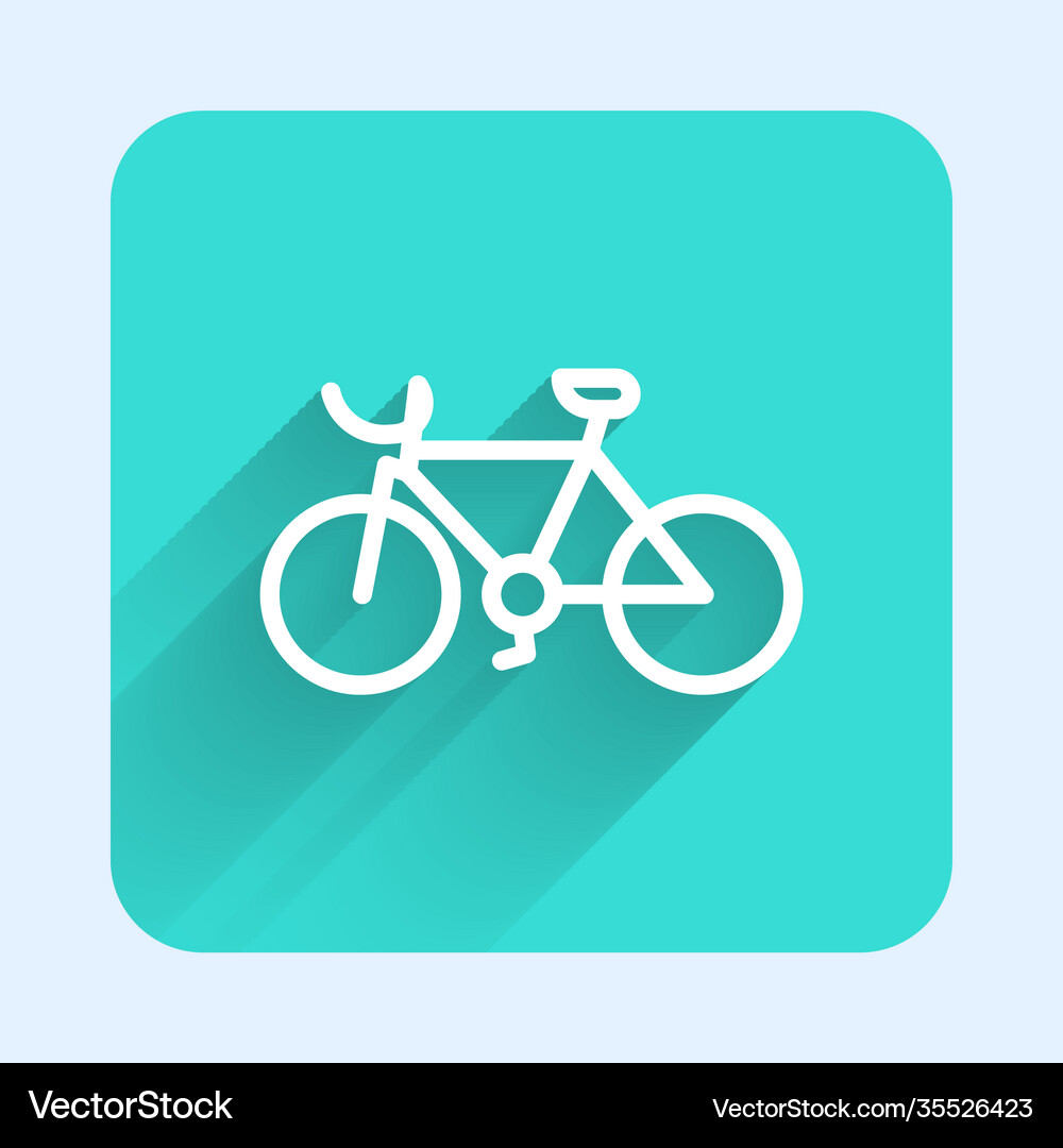 White line bicycle icon isolated with long shadow Vector Image