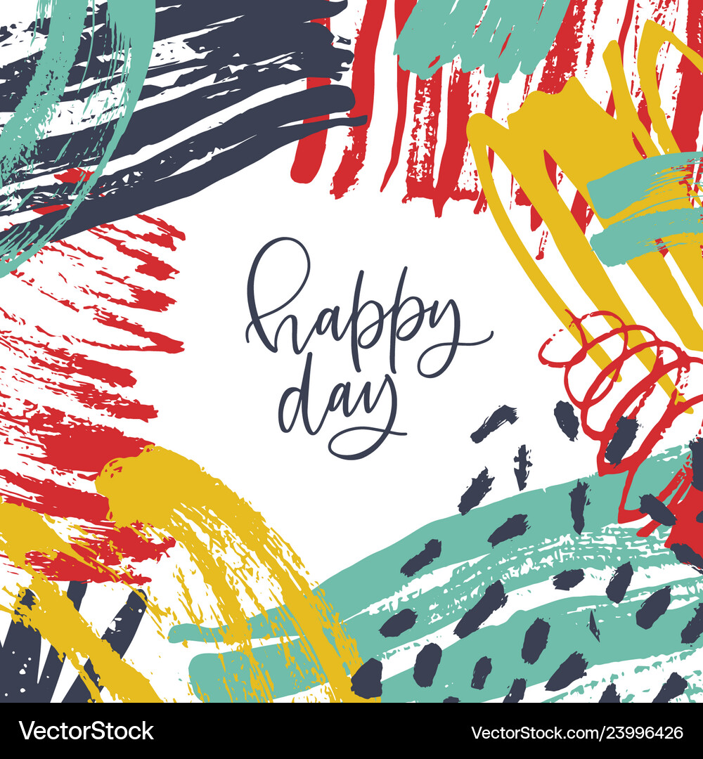 Square greeting card template with happy day Vector Image