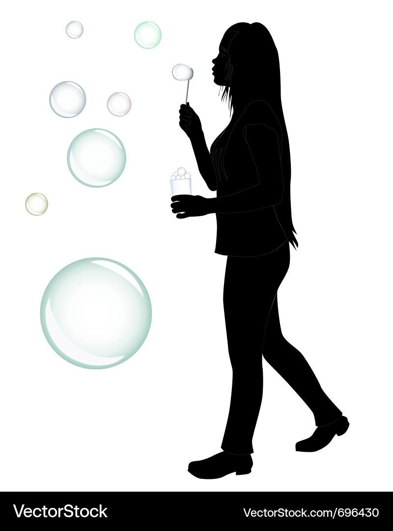 Blowing bubbles silhouette Royalty Free Vector Image