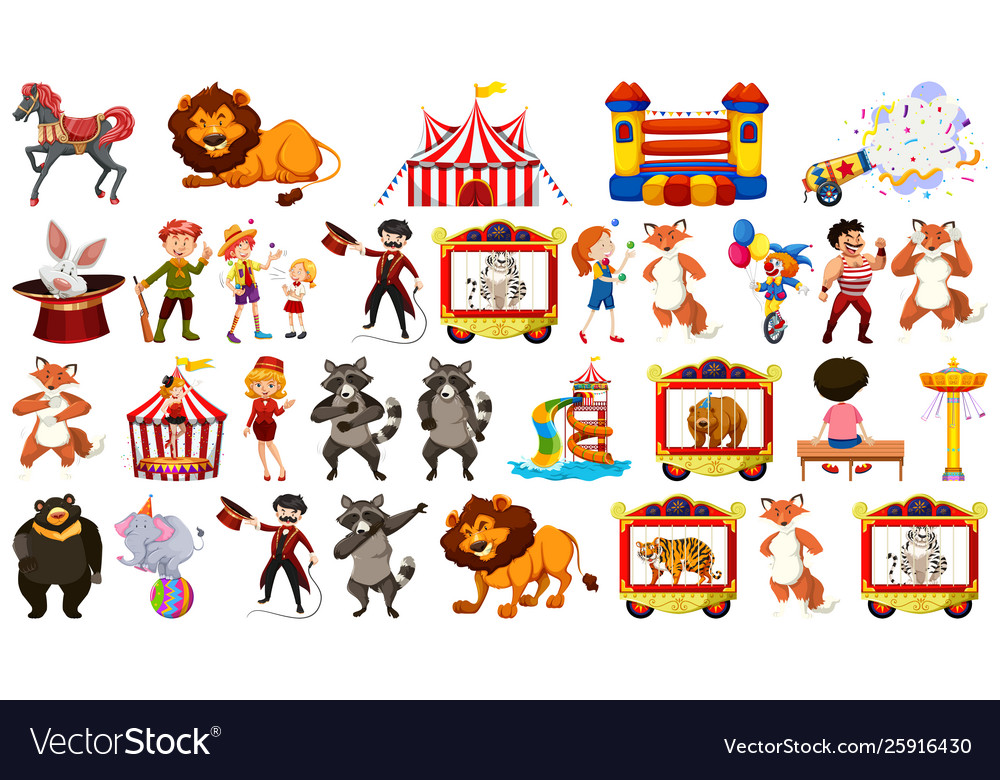 Set circus element Royalty Free Vector Image - VectorStock