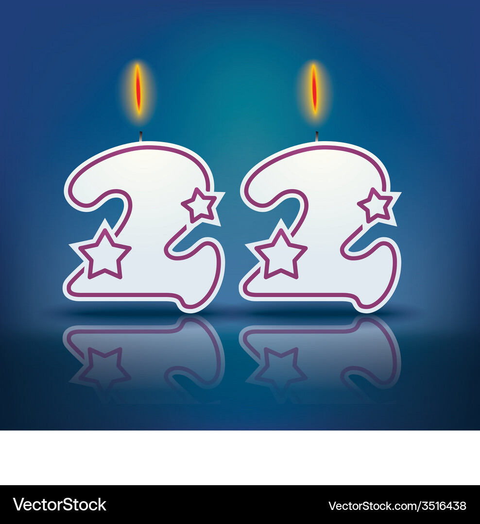 Birthday candle number 22 Royalty Free Vector Image