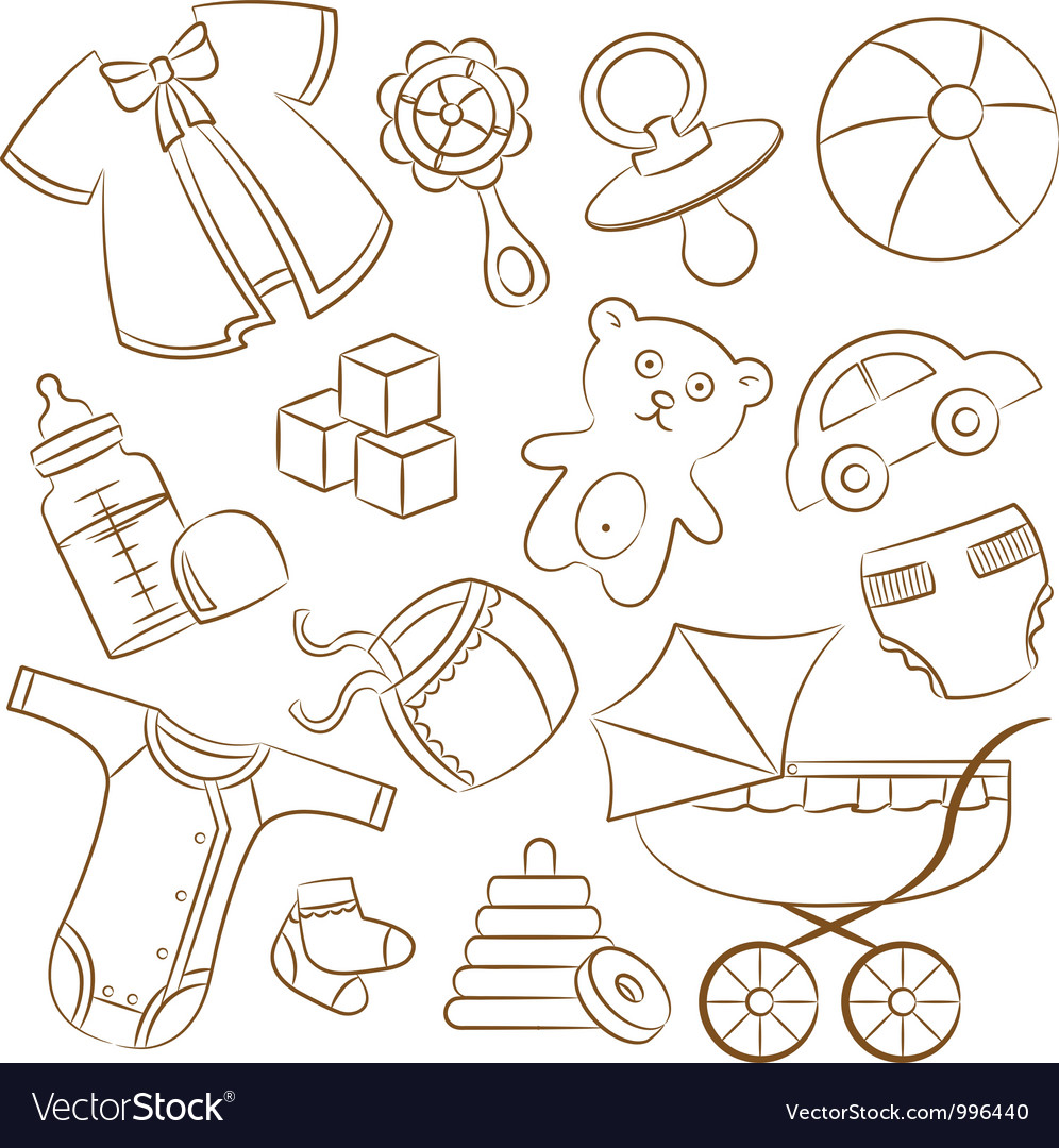 Doodle baby icon set Royalty Free Vector Image - VectorStock