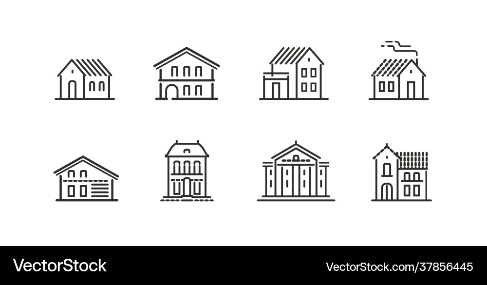 Building icon set real estate house symbol Vector Image