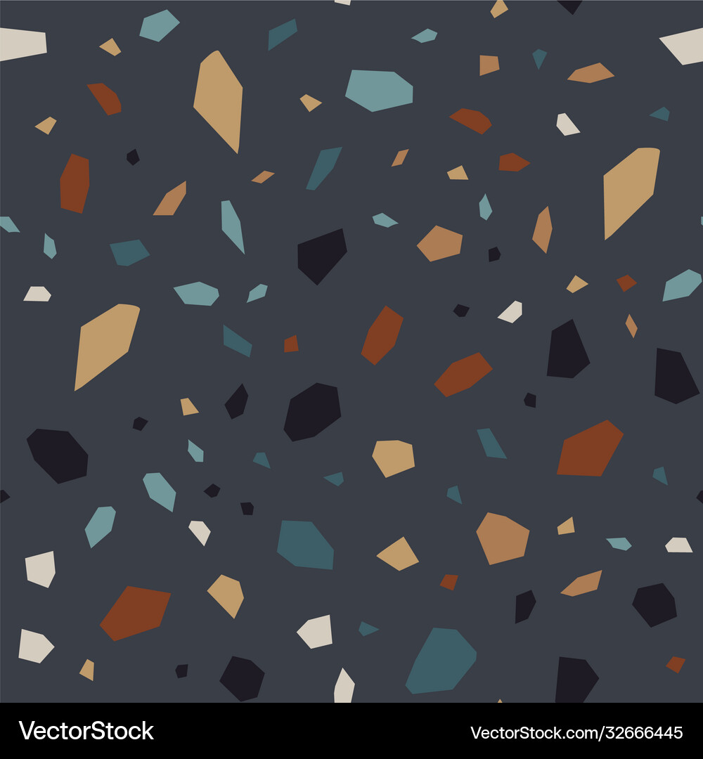 Dark terrazzo tile seamless pattern Royalty Free Vector