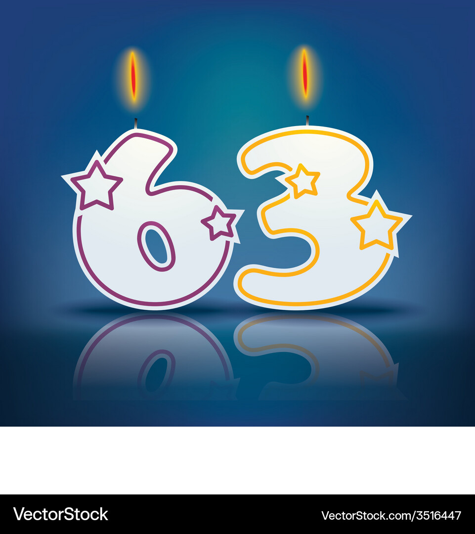 Birthday candle number 63 Royalty Free Vector Image