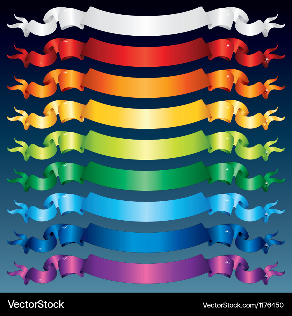 Shiny Ribbon Banners Multicolored Set Royalty Free Vector