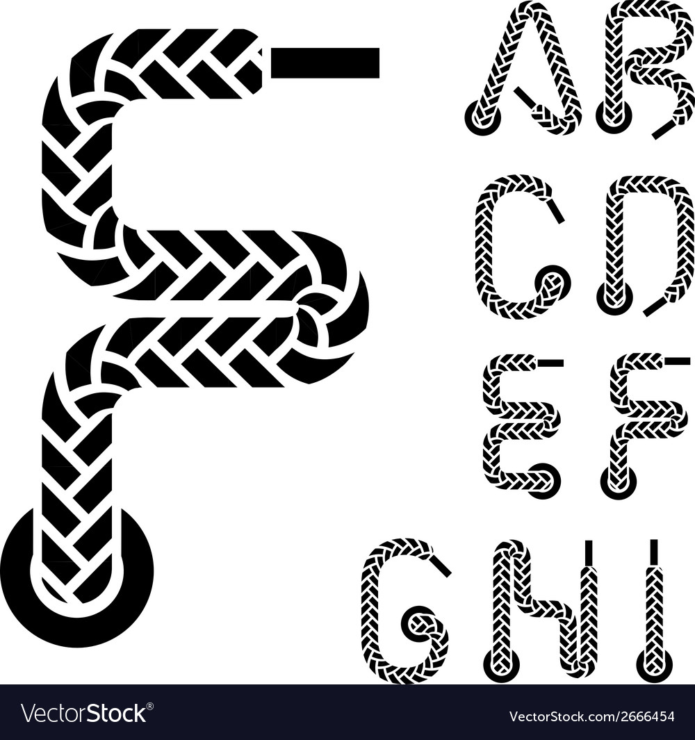 Shoe lace alphabet letters part 1 Royalty Free Vector Image