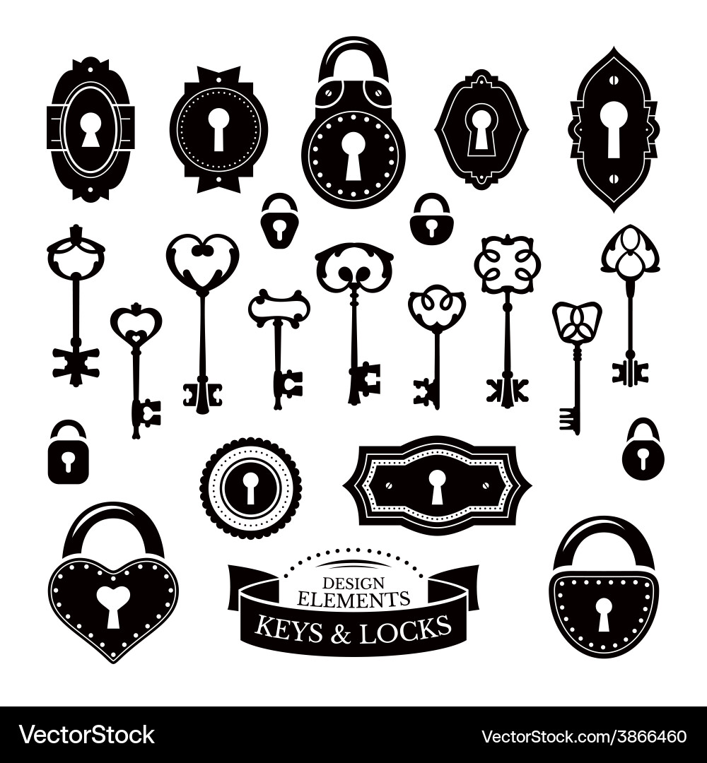Set of different vintage keys Royalty Free Vector Image