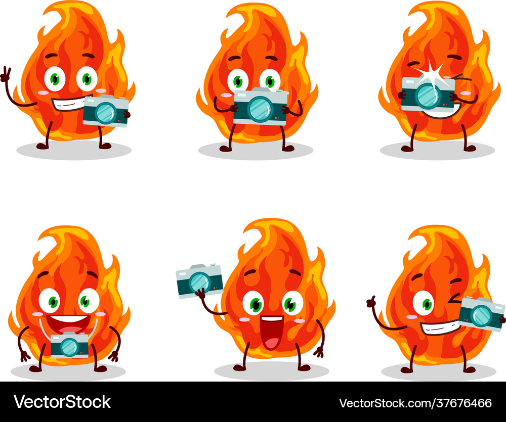 Photographer profession emoticon with fire Vector Image