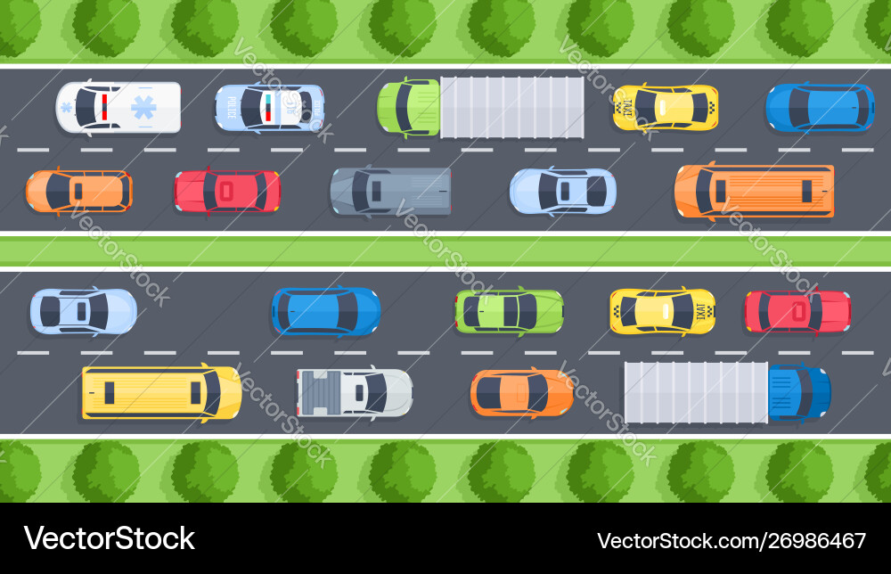 Highway top view Royalty Free Vector Image - VectorStock