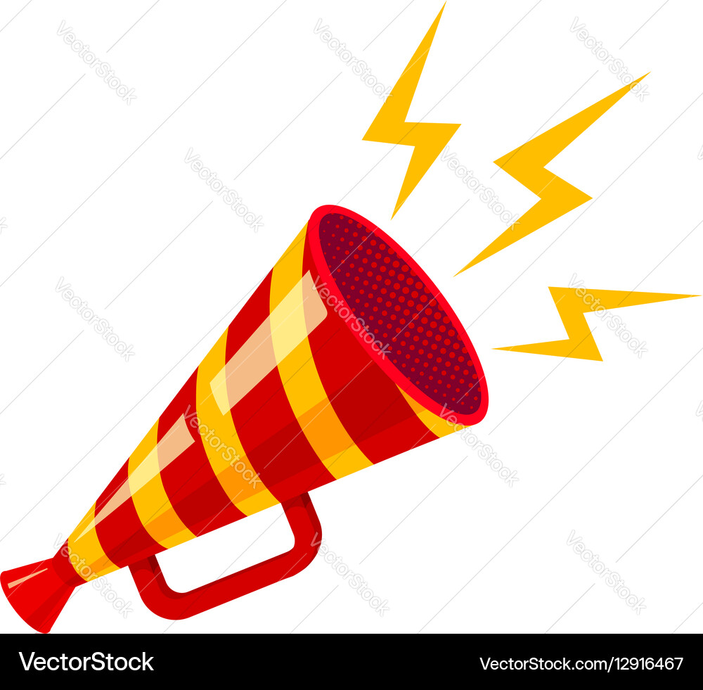 Megaphone yellow strip red isolated Royalty Free Vector