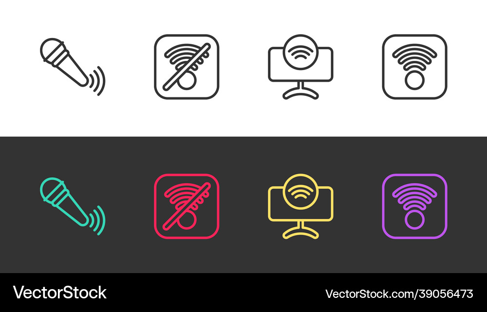 Set line wireless microphone no wi-fi wireless Vector Image
