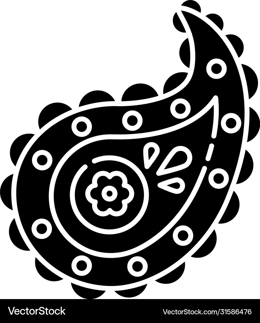 Paisley pattern black glyph icon Royalty Free Vector Image