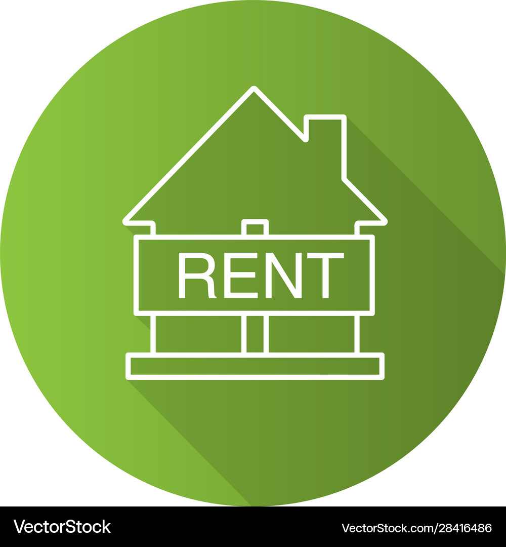 House for rent flat linear long shadow icon Vector Image