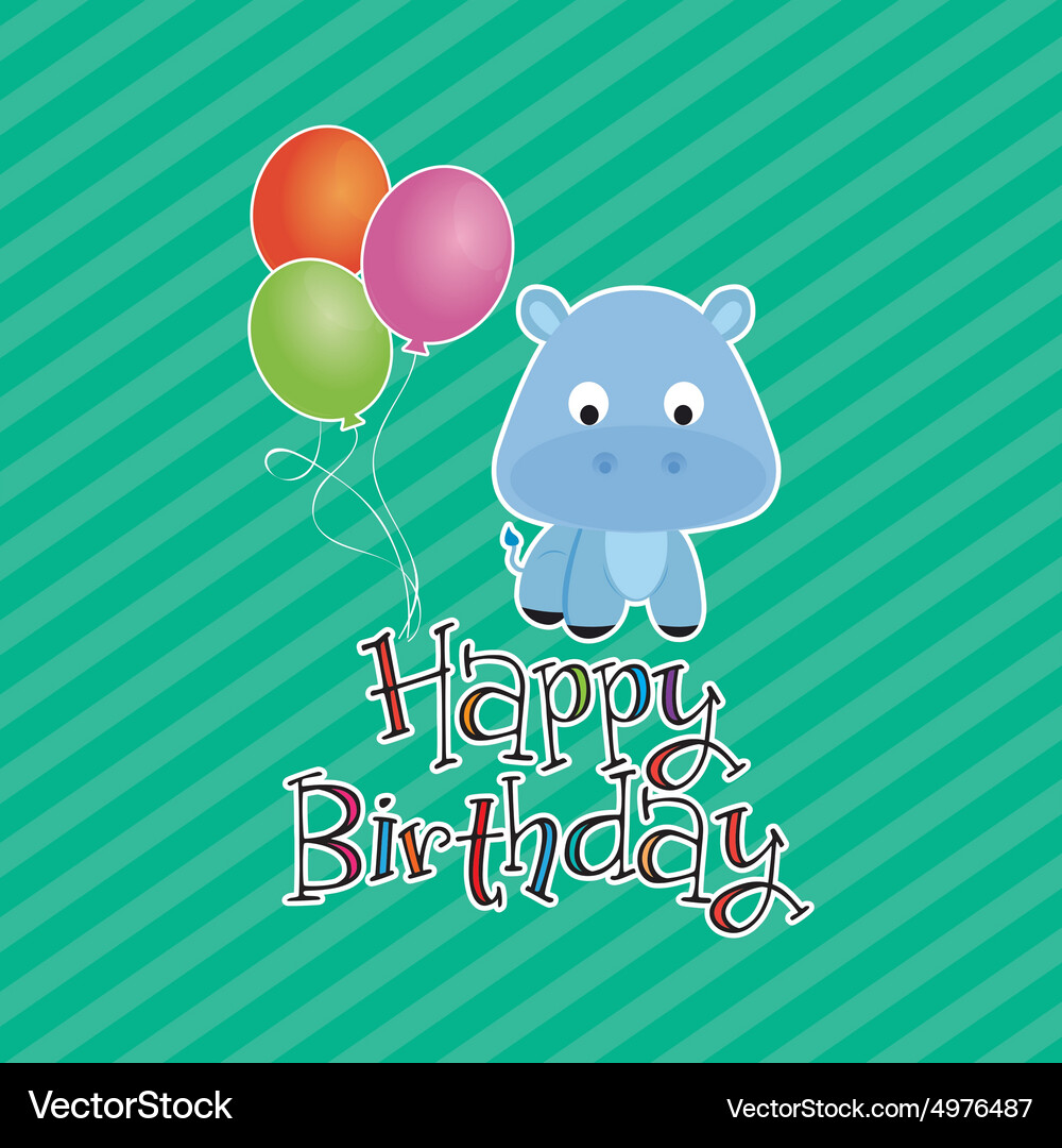 Colored background with text and a happy animal Vector Image