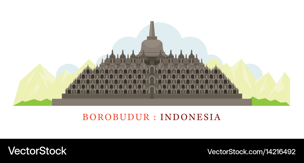 Borobudur indonesia Royalty Free Vector Image - VectorStock
