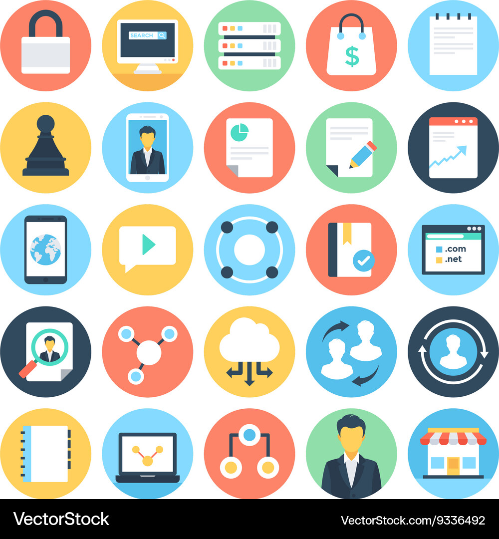 Digital Marketing Icons 6 Royalty Free Vector Image