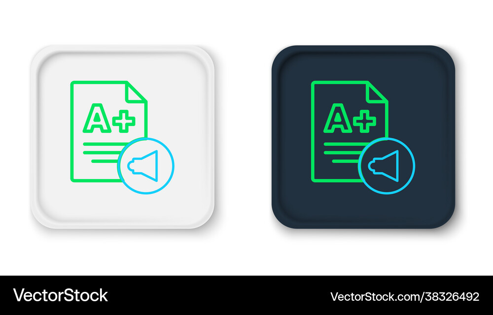 Line exam sheet with a plus grade icon isolated Vector Image