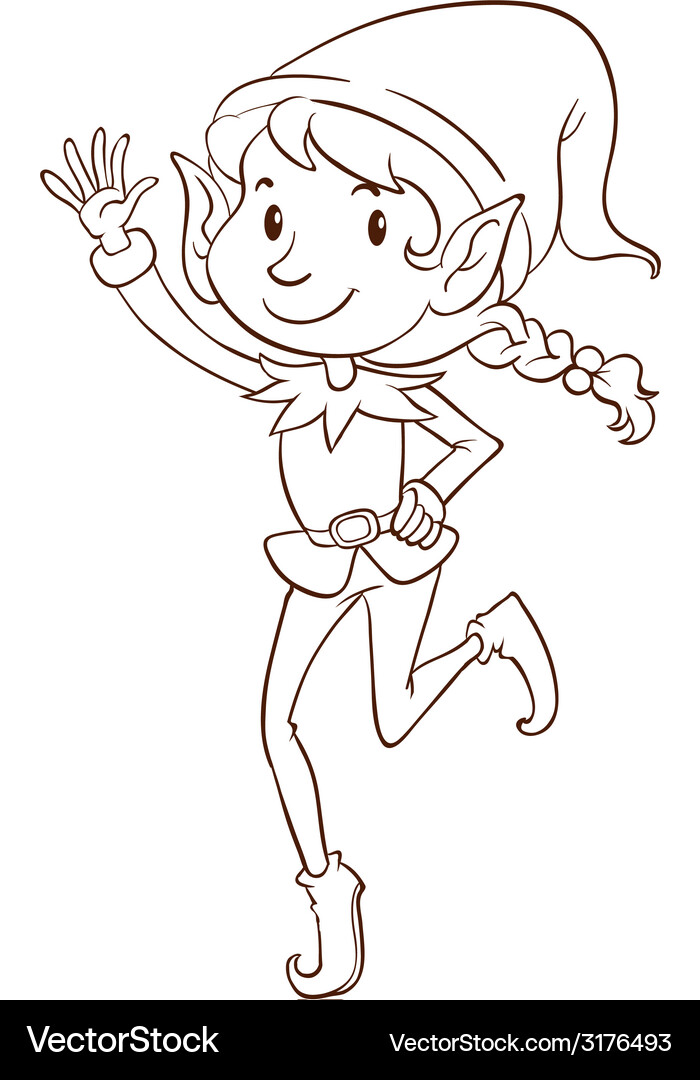 A plain drawing of an elf Royalty Free Vector Image