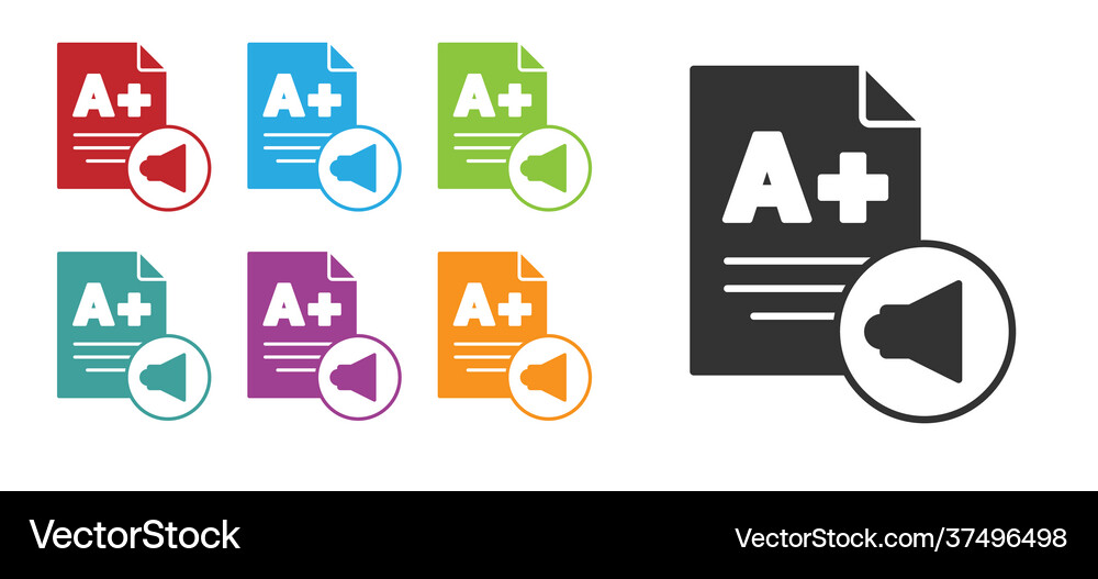 Black exam sheet with a plus grade icon isolated Vector Image