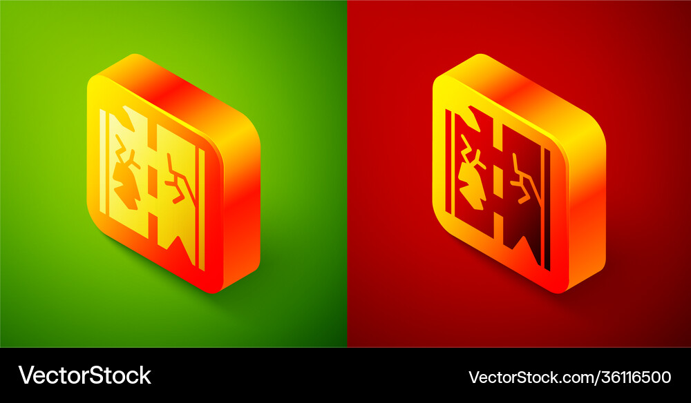 Isometric broken road icon isolated on green Vector Image