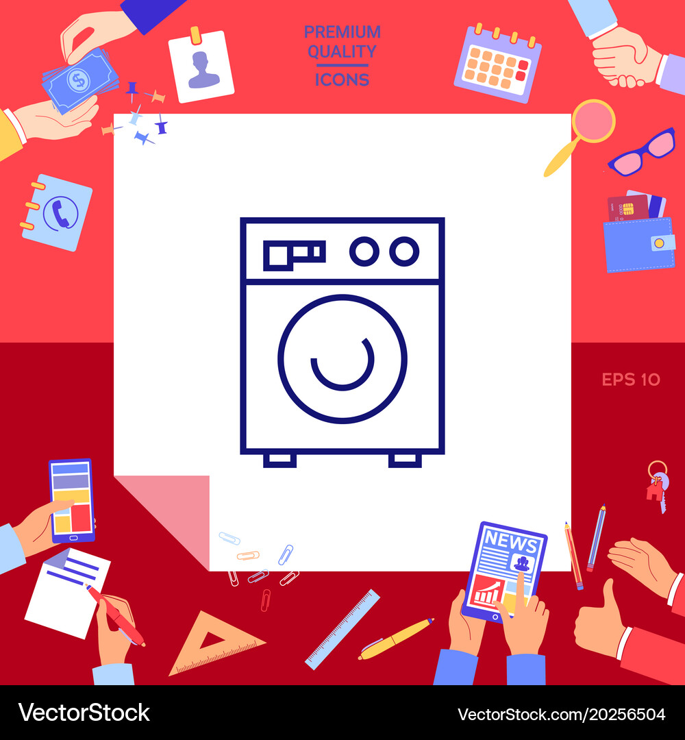 Washing machine linear icon Royalty Free Vector Image