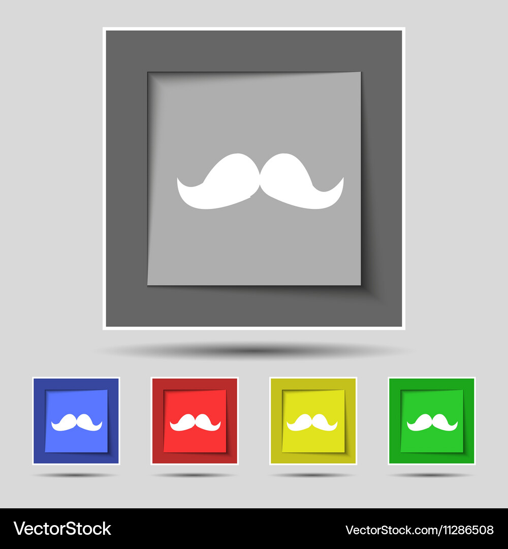 Retro moustache icon sign on original five colored