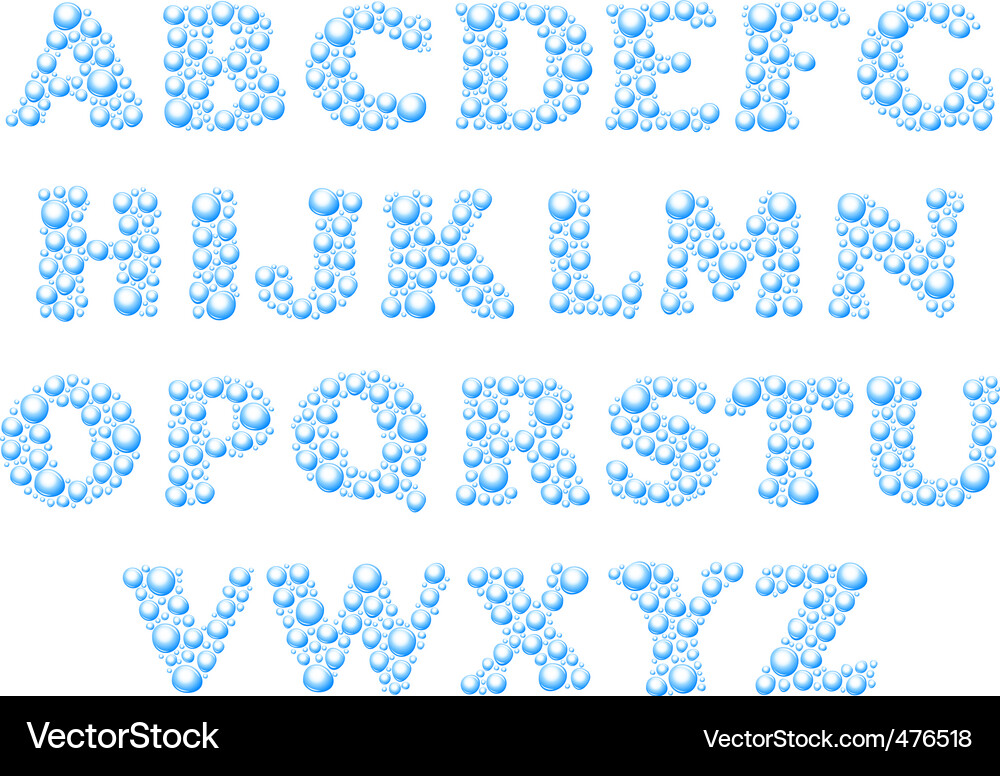 Water drops alphabet Royalty Free Vector Image