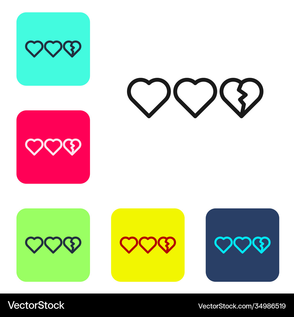 Black line hearts for game icon isolated on white Vector Image
