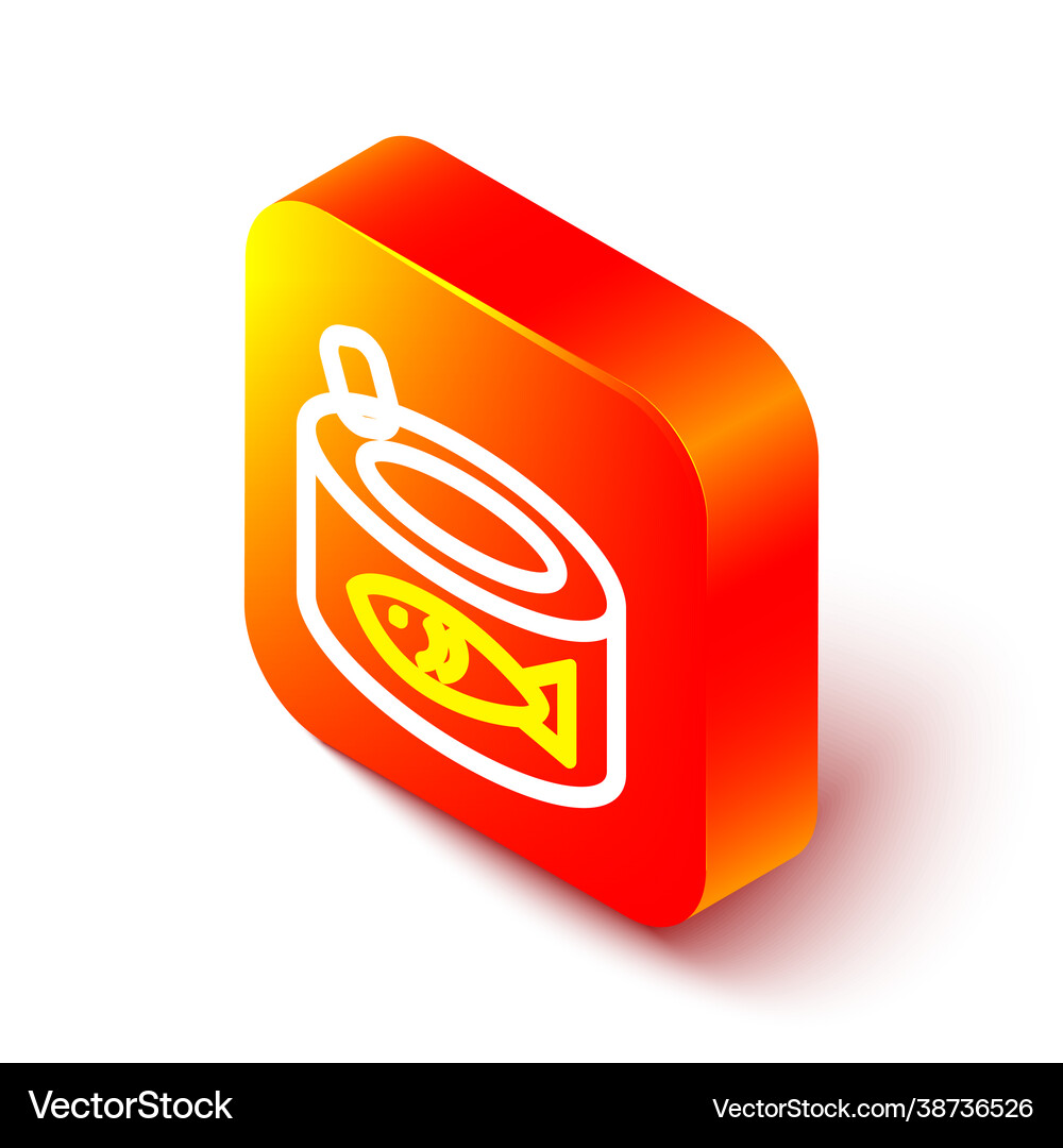 Isometric line canned fish icon isolated on white Vector Image