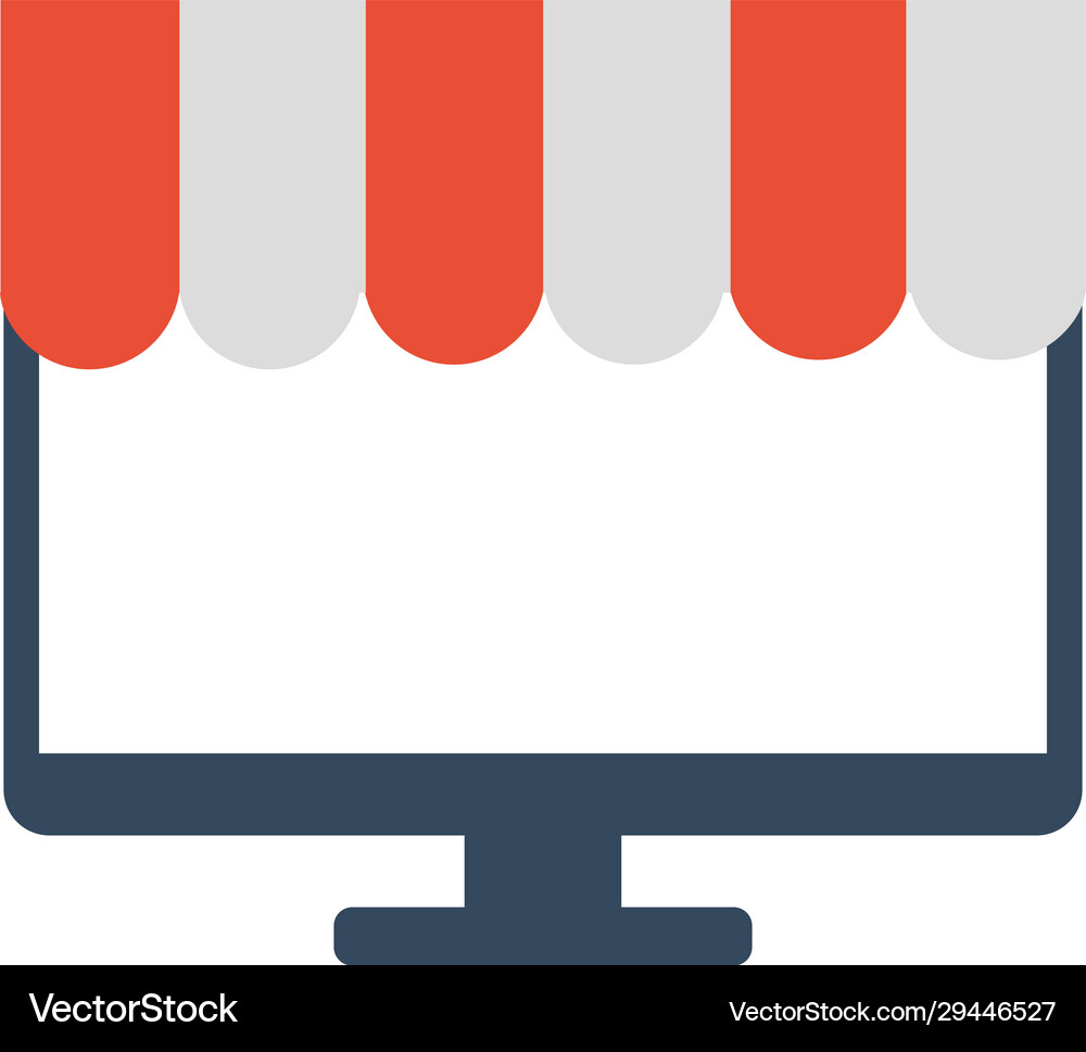 Computer screen with tent on white background Vector Image