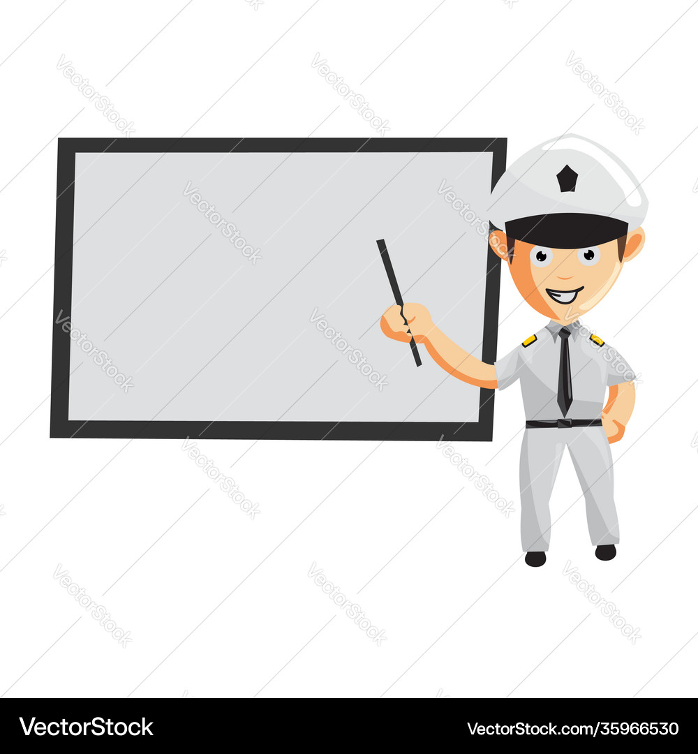 Airplane pilot cartoon character with blank board Vector Image