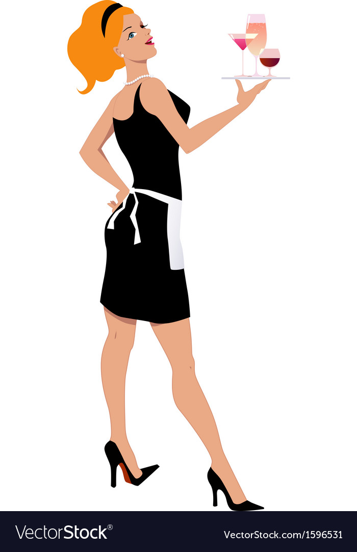 Cocktail Waitress Royalty Free Vector Image Vectorstock