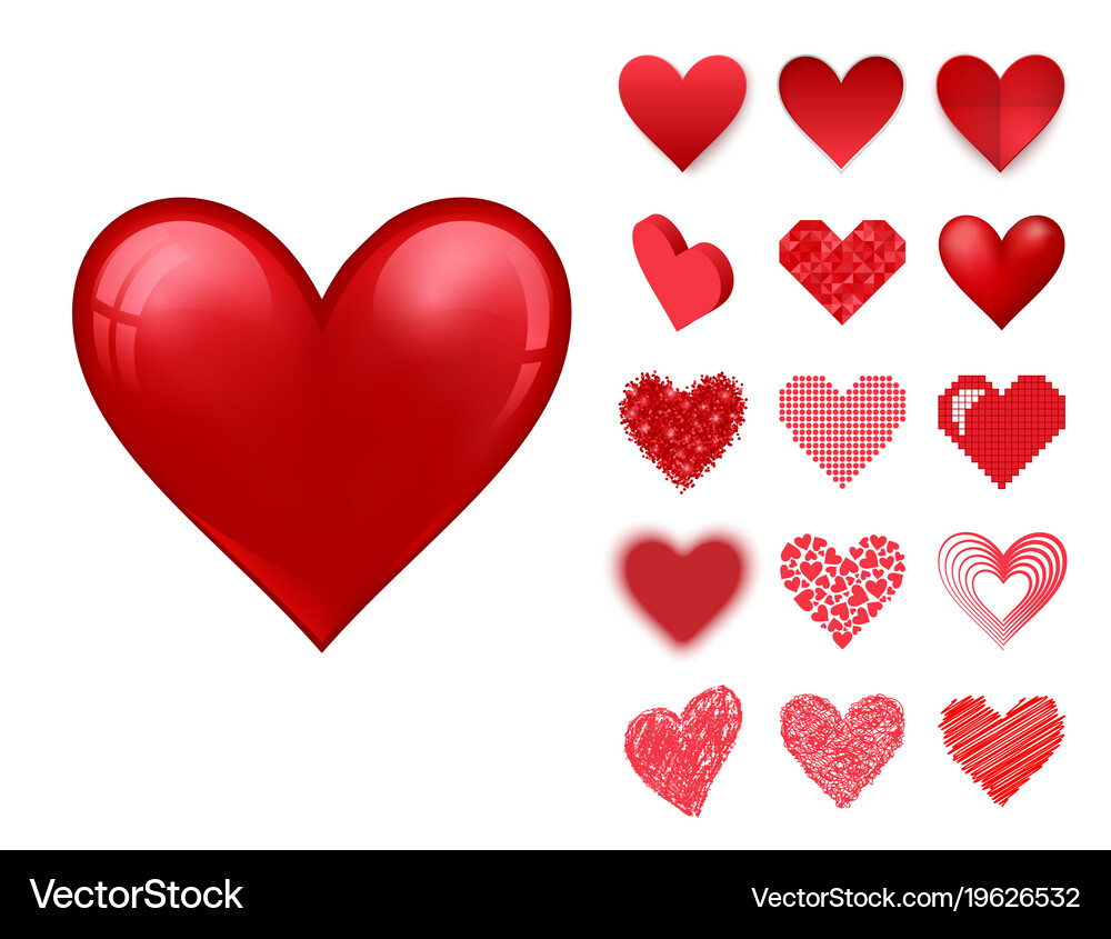 Red heart sharp pink color card beautiful Vector Image