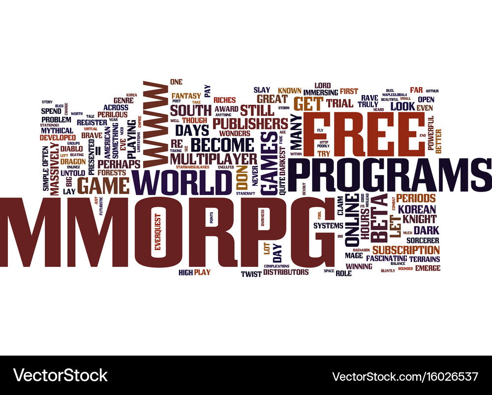 Free mmorpg aplenty text background word cloud Vector Image